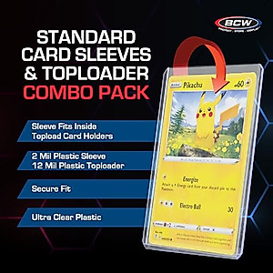 BCW 200 Top Loaders + Penny Sleeves | 200 Each: Trading Card Sleeves & Toploaders for Cards | for Your TCG, Pokemon, MTG Cards, Ultra Clear Baseball Card Protectors for Pro Collectors and Hobbyists