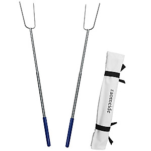 RAOMEIDE 32" Heavy Duty Hot Dog Sticks for Campfire, Marshmallow Roasting Sticks for Fire Pit, Smores Sticks for Fire Pit Long, Smores and Marshmallows Skewers 4 Pack