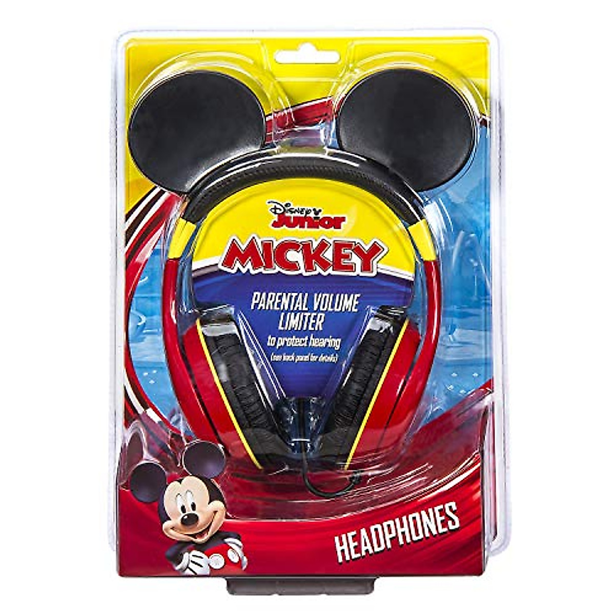 eKids Mickey Mouse Headphones For Kids, Adjustable Over the Ear Headphones, 3.5mm Jack Wired Headphones with Parental Volume Control, for Fans of Mickey Mouse Gifts