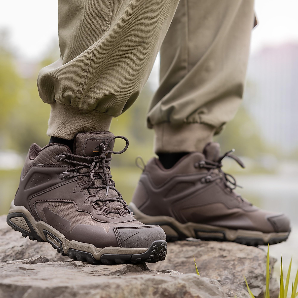 NORTIV 8 Men's Waterproof Hiking Boots Lightweight Mid Ankle Trekking Trails Outdoor Boots,Size 7,BROWN,JS19001M