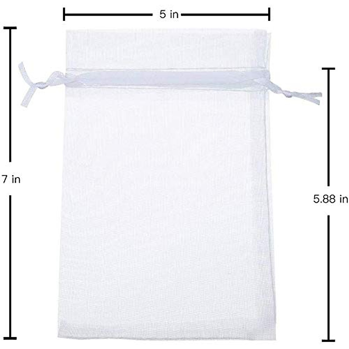 Stratalife 100PCS 5X7 inch White Organza Bags Drawstring Favor Pouches for Wedding Favor Jewelry Gift Bags (White 5x7)