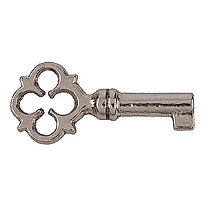 Nickel Plated Miniature Chest, Box Lock or Necklace Skeleton Key for Antique Furniture | KY-11