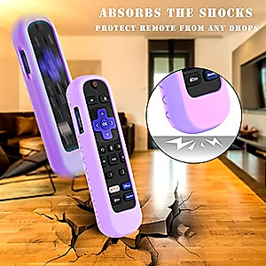 2Pack Case for Roku Headphone Remote, Battery Cover for Roku Voice Pro Remote, Rechargeable Control with Headphone Jack Silicone Sleeve Skin Glow in The Dark