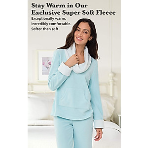 PajamaGram Pajama Sets For Women Soft - Womens Fleece Pajamas, Teal, MD