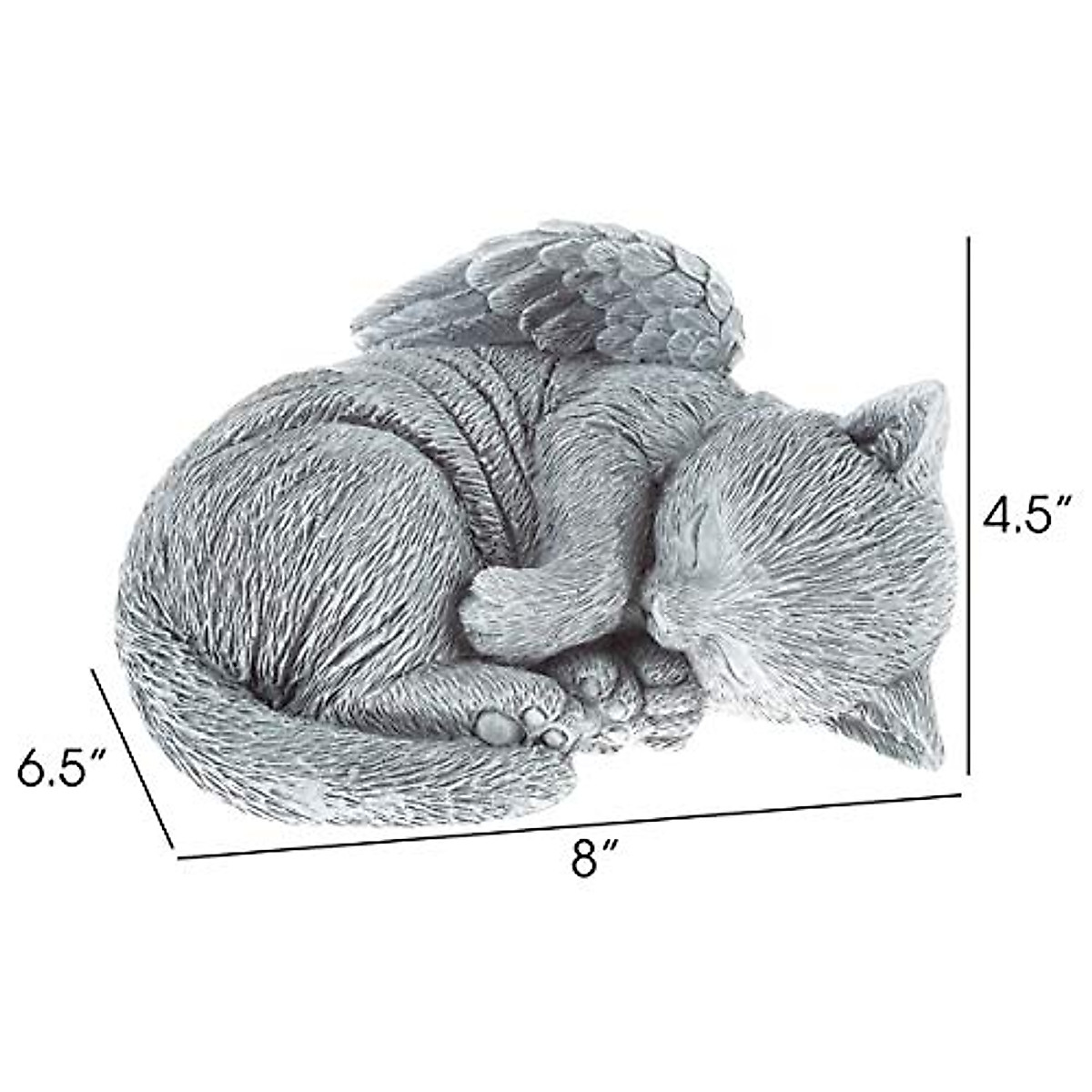 Pure Garden Sculpture Pet Memorial Statue, Sleeping Angel Cat