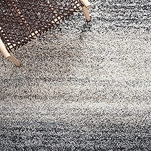 SAFAVIEH Fontana Shag Collection 8' x 10' Ivory/Grey FNT852A Modern Non-Shedding Living Room Bedroom Dining Room Entryway Plush 2-inch Thick Area Rug