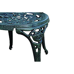 Oakland Living Cast Aluminum Conversation Metal Antique 3 Piece Patio Rose Bistro Set, Verdi Green