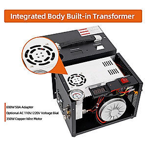 PCP Air Compressor,Built-in Power Converter,Oil/Water-Free, 4500Psi/30Mpa, 12V DC or Home 110V AC, for Paintball/PCP Air Rifle/Tank