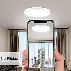 URLTZBRO 20W 10inch Round Flush Mount LED Ceiling Light,6000K Slim White Lighting Lamp Fixture for Bathroom Kitchen,Bedroom,Hallway,Easy Installition