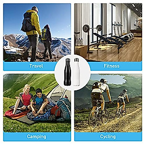 Zhenglu 2-Pack Cola Bottle Shape Sports Water Bottles,304 Stainless Steel insulated Water Bottle for Cold and Warm Drinks, BPA -free (Black&White)