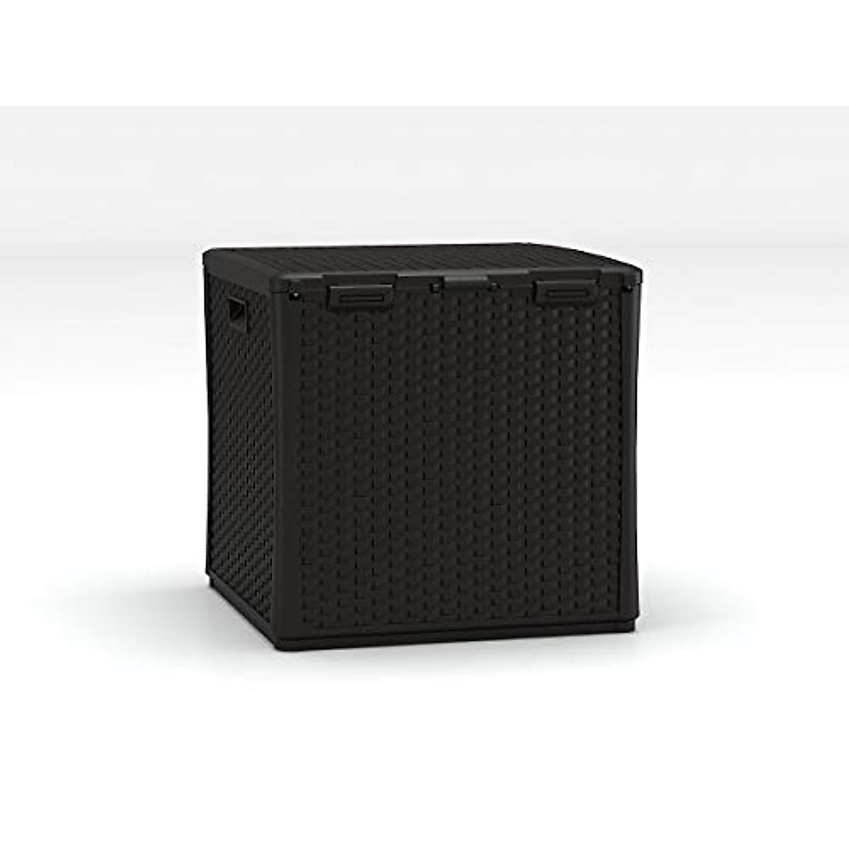 Suncast 30 Gallon Resin Outdoor Patio End Table Storage Box, Java