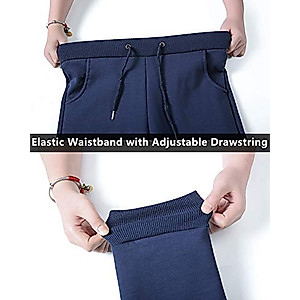 MACHLAB Men's Thermal Fleece Jogger Pants Sherpa Lined Sweatpants Winter Warm Thick Track Pants Black#2809 XL