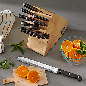 Chicago Cutlery Essentials 15 Piece Stainless Steel Kitchen Knife Set with Shears, Paring, Fruit, Utility, Santoku, Bread, and Steak Knives, Knife Set for the Kitchen with Block