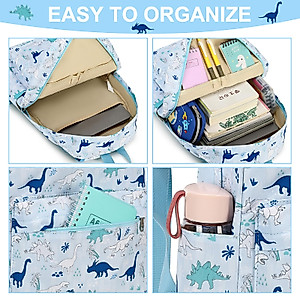 LOIDOU Kids Backpack Boys Preschool Kindergarten Elementary School Backpacks with Lunch Box Dinosaur Kids School Bags BookBag Set