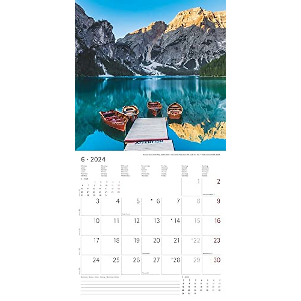 Alpen 2024 - Brochure Calendar 30 x 30 cm (30 x 60 Open) - Calendar with Space for Notes - The Alps - Picture Calendar - Wall Planner - Nature Calendar