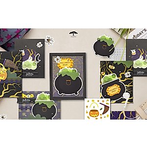 CREATIVETREES Card Making Kits Vintage Halloween DIY Greeting Card, Halloween Cards and Envelopes, Halloween Thank You Cards for Halloween Party Invitations (Black)