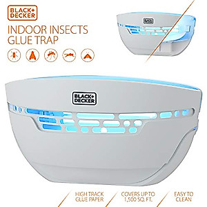 BLACK+DECKER Fly Traps for Indoors- Fruit Fly & Mosquito Trap- Gnat Traps for House- Wall- Mounted Moth & Mosquito Killer via Non Toxic Sticky Glue Paper Insect Killer & Bug Catcher