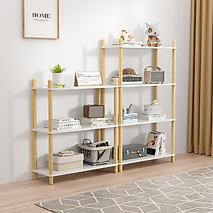 FASTSPOK 4-Tier Wooden Bookcase - Modern Freestanding Bookshelf, Multifunctional Display Shelf for Home and Office, White, Rectangular Design
