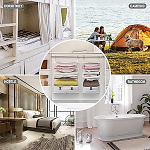 Twira Portable Hanging Travel Shelves Bags, Suitcase Organizer, Packing Cubes for Travel, Carry-On Closet Insert, Large Capacity Travel Bags Collapsible 4-Shelf Travel Closet (White)