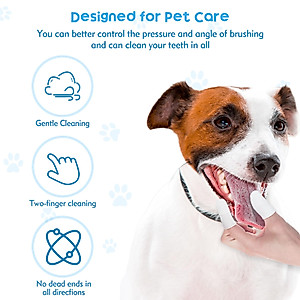 Eovento 20Pcs Dog Toothbrush, Soft Fabric Dog Finger Toothbrush, Washable Finger Toothbrush for Dogs & Cats Oral Health, Suitable for Small and Large Pets