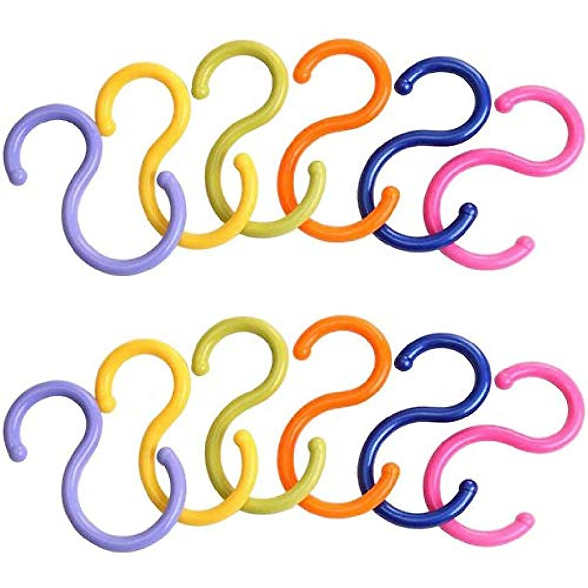 zison 12Pcs S Shaped Colorded Plastic Hanging Hooks,Shirt/Towel/Dress/Clothes Hanger Hook Home Kitchen Accessories