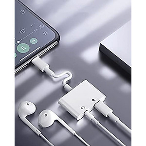 [2 Pack] Apple Lightning Jack Headphone Adapter，2 in 1 Lightning to 3.5mm Aux Audio Dongle Headphone Accessories Compatible with iPhone 14/13/XR/X 8 7/iPad Audio Earphone Adapter for All iOS System