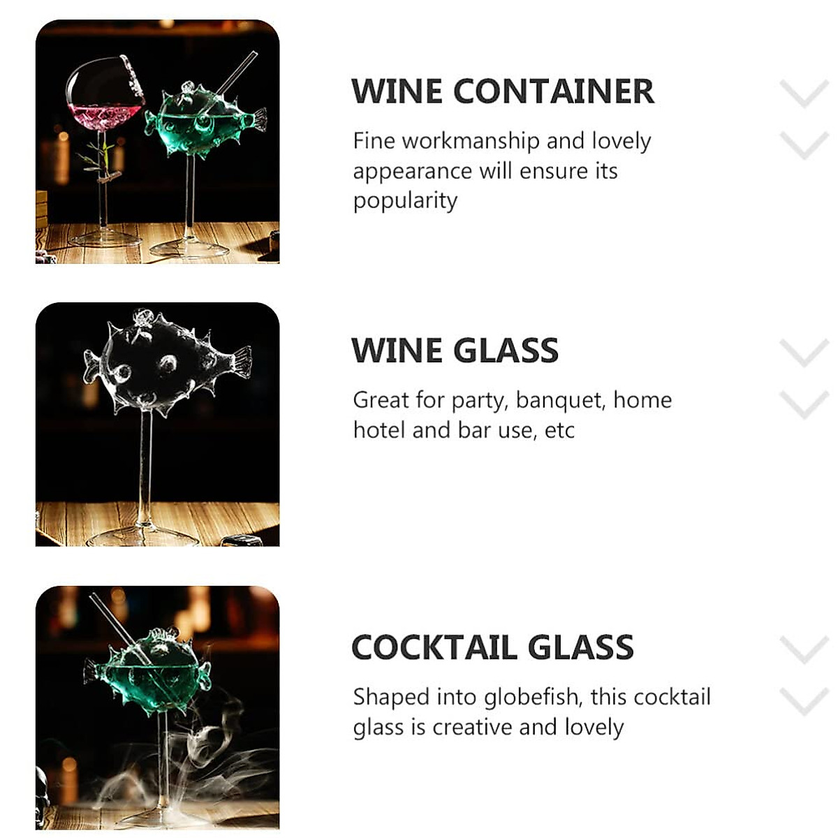 Luxshiny Cocktail Glass - Set of 2 Globefish Wine Glass Creative Drinking Glasses Wedding Gift for Juice, Martini, tequila, margarita