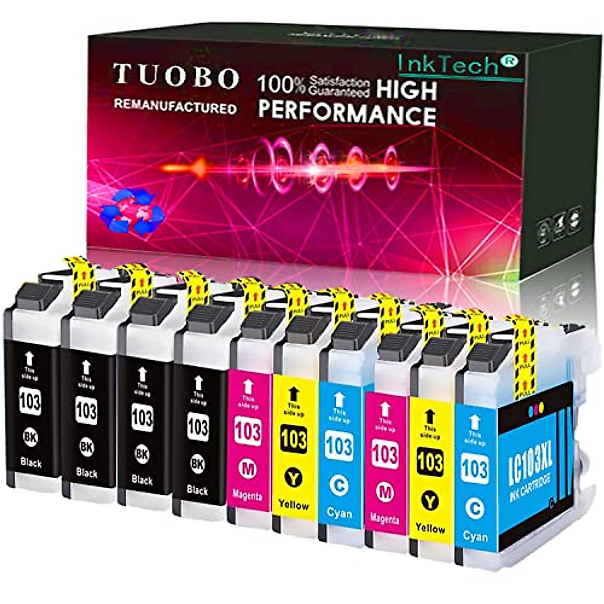 Tuobo Compatible Ink Cartridge Replacement for Brother LC103XL LC101XL Compatible with MFC J870DW J450DW J470DW J650DW J4410DW J4510DW J4710DW J6720 (4BK+2C+2M+2Y)