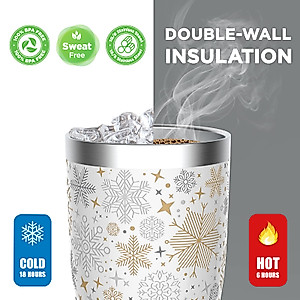HAUSHOF 20oz Christmas Tumbler, Stainless Steel and Double Wall Insulated Travel Coffee Mug with Lid, Good Choice for Christsmas Gifts-White with Snowflakes