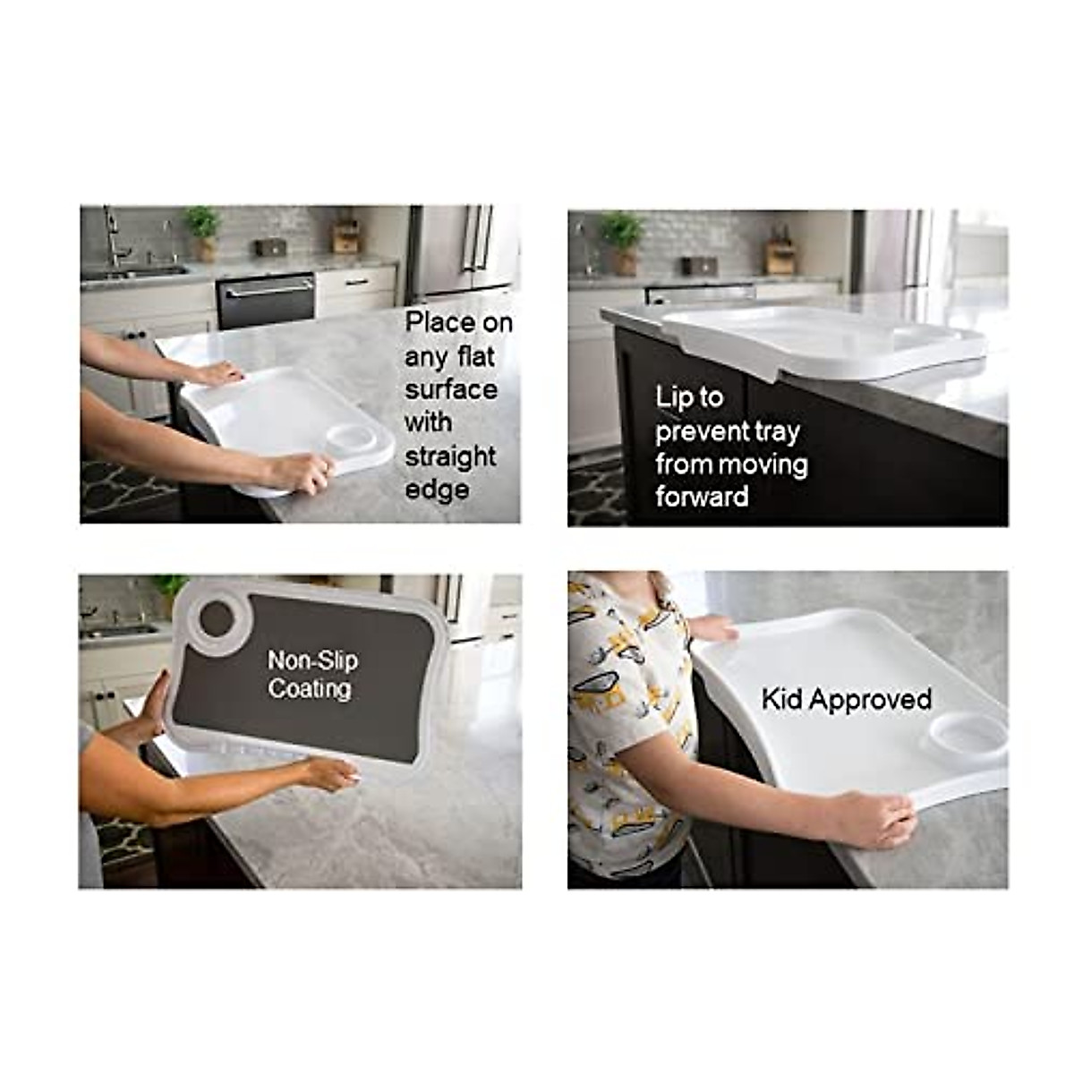 SpillyTray | Hard Plastic Kid's Placemat with Elevated Ridge and Non-Slip Surface on Bottom | Multi-use Kid's Tray | Contain Mealtime Spills and Craft Messes Within Child's Tray | BPA Free