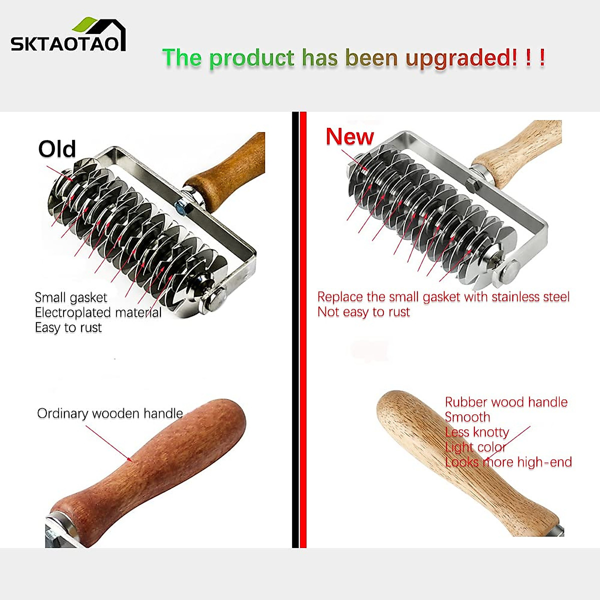 Stainless Steel Dough Lattice Roller Cutter with Wood Handle,Cookie Pie Dessert Pizza Bread Pastry Crust Roller Cutter