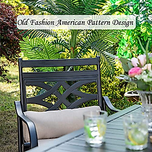 MFSTUDIO Patio Dining Chairs Set of 2,Heavy Duty Metal Outdoor Swivel Dining Chairs with Seat & Back Cushion (Color: Beige) Supports 300lbs for Lawn, Garden (Black Frame)