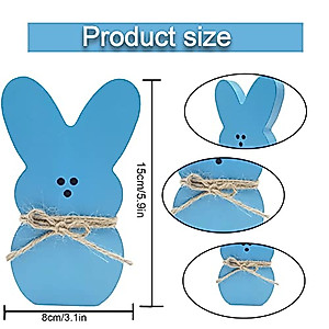 LEIYUDAZI 3pcs Easter Wooden Sign Easter Bunny Table with Ropes Easter Decorations Spring Decorations for Home Spring Decorations for Parties Restaurants Office Home Farmhouse Gifts（Pink Blue Yellow）