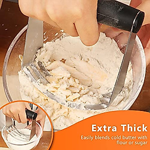 HULISEN Stainless Steel Pastry Scraper, Dough Blender & Biscuit Cutter Set (3 Pieces/ Set), Heavy Duty & Durable with Ergonomic Rubber Grip, Professional Baking Dough Tools, Gift Package