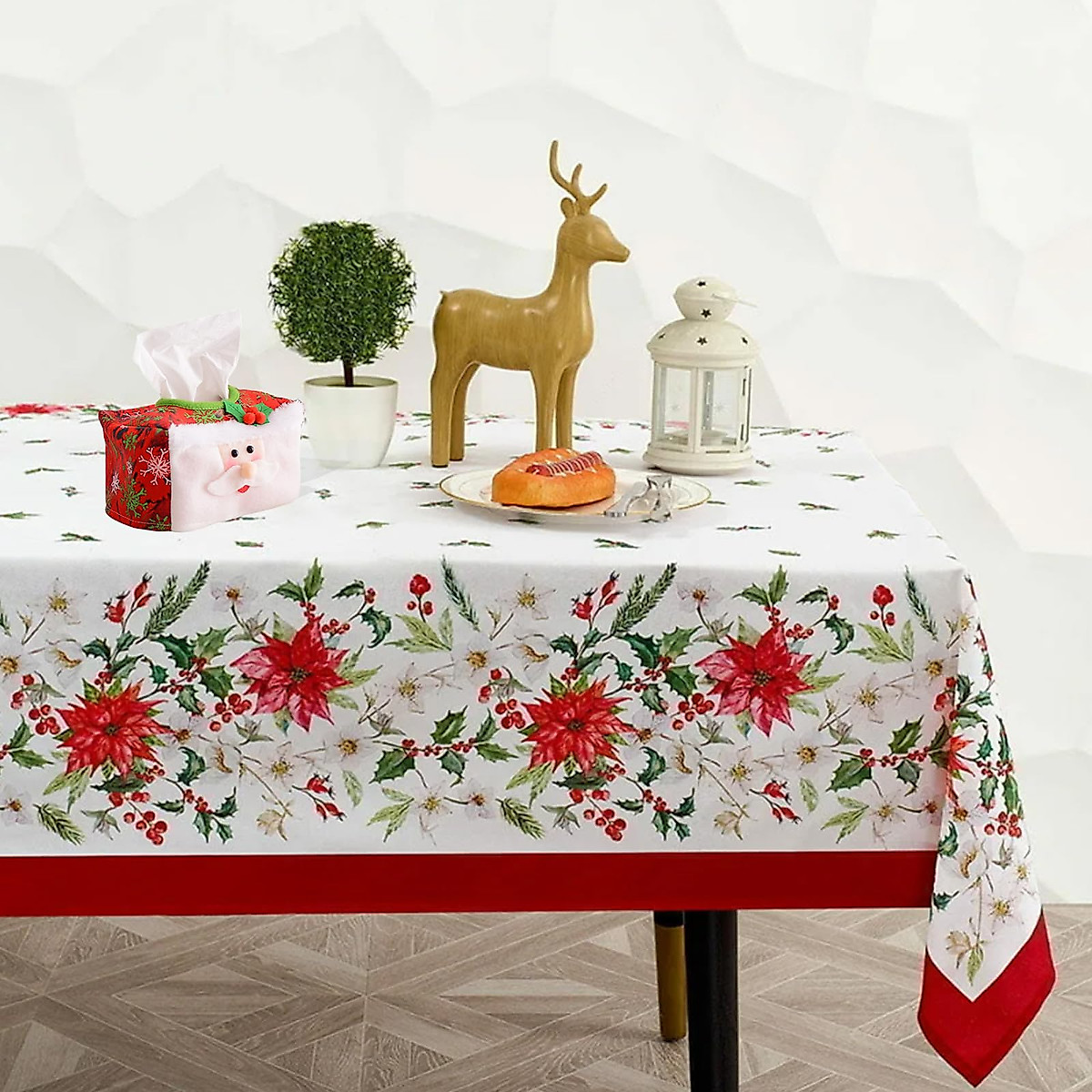 EOQPDECD 2 Pcs Christmas Tissue Box Cover Rectangular Santa Claus Xmas Snowman Tissue Case Tissue Holder Paper Towel Holder Napkin Container Winter Desktop Decoration for Holiday Home Office