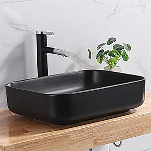 Bathroom Vanity Sink Tops Bathroom Vessel Sinks Matte Black Ceramic Countertop, Container Tub Type Basin Sink for Toilet, Vanity Cabinet