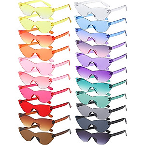 Weewooday 15 Pairs Candy Colored Rimless Sunglasses Cat Eye Colored Transparent Sunglasses for Women Men