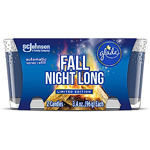 SC Johnson Glade Candle Jar, Air Freshener, Fall Night Long, 3.4 Oz, (Fall Night Long, 2 Count, Pack of 3)