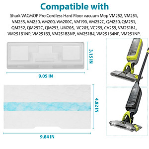 Extolife Vac Mop Pads Refills Replacement for Shark Vacmop VM252 VM251 VM200 VM200C VM190 VM252C QM250 VM250 VC205 Vacuum Mops, 40 Pack Disposable Mop Pads and 20 Pack Dirt Chambers (40 Pack)