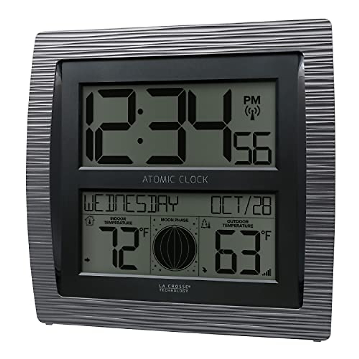 La Crosse Technology BBB86118-INT Curved Atomic Digital Clock with Moon Phase & Temperature
