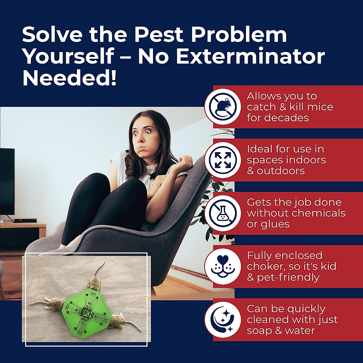 RU CHILLIN Multi Catch Mice Traps | 4-in-1 | Mouse Traps for Home Indoor & Outdoor | Small Rat Traps That Work | Reusable Rodent Traps | Trampas para Ratones | Pet and Child Friendly (Black)