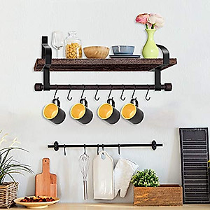 Floating Shelves Wall Mounted,100% Rustic Soild Wood Shelf Decor for Bathroom Bedroom Living Room Kitchen Office (Antique)