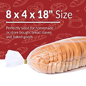 Reli. Bread Bags with Ties | 8 x 4 x 18" | 250 Pack (250 Twist Ties) | Bulk Bread Bags for Homemade Bread | Plastic Bread Bags for Bakery | Bread Loaf Packing Bags | Clear, Large