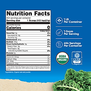 Nutricost Organic Kale Powder 1LB - All Natural, Non-GMO, Gluten Free, Certified USDA Organic Kale
