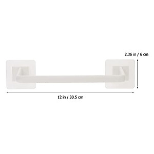 Housoutil 1PC Self Adhesive Towel Bar, 12inch No Drill Hand Towel Hanger, Plastic Short Self Adhesive Wall Mount Hanger Rack for Kitchen Bathroom Laundry Room (White)