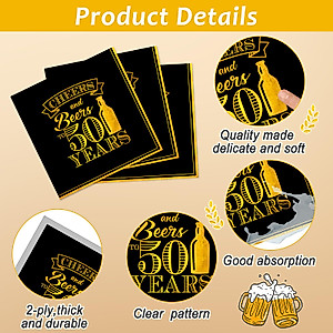 96 Pcs Cheers 50th Birthday Plates and Napkins Party Supplies Cheers to 50 Years Tableware Set 50th Party Birthday Decorations Favors for Men Women for 24 Guests
