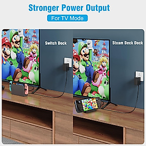 MARSDOCK 45W Charger for Nintendo Switch - 15V 2.6A AC Adapter Fast Charging with 5FT USB C Cord - Compatible with Switch Lite, OLED, Steam Deck - Support TV Mode