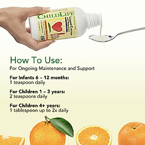ChildLife Essentials Liquid Calcium Supplement for Kids - Baby Calcium with Magnesium, Zinc, and Vitamin D3 - Orange Flavor, 16 fl oz (4 Pack)