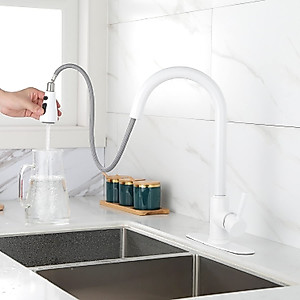 White Pull Out Spraye Kitchen Faucet
