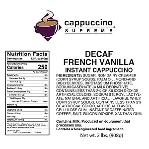 Cappuccino Supreme 2 lb bag Decaf French Vanilla Cappuccino Mix